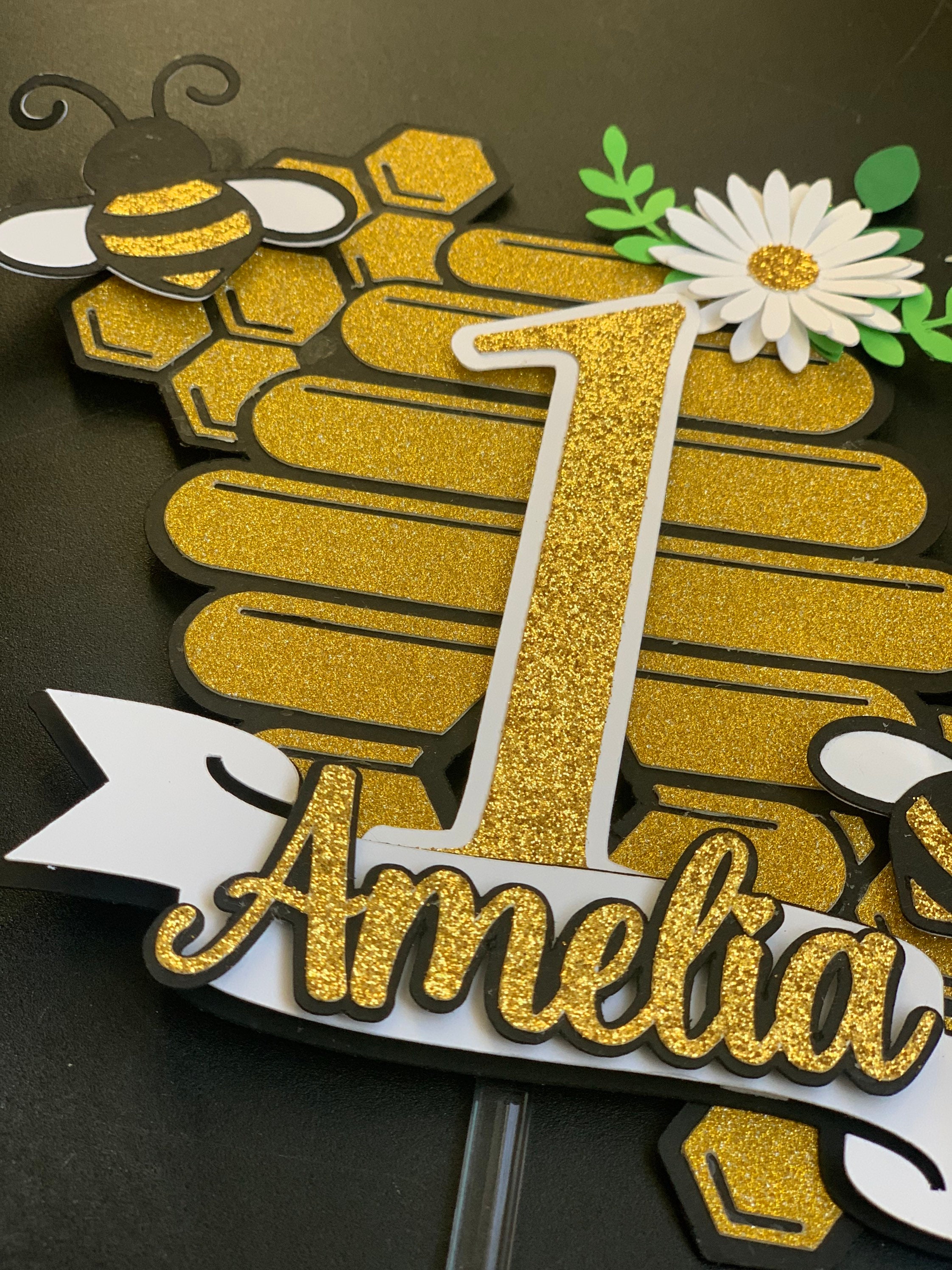 Bee Cake Topper First Birthday Cake Topper Bee Birthday - Etsy