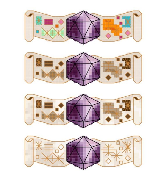 Roleplaying Dice Scroll Cross Stitch Pattern Embellishment | Etsy