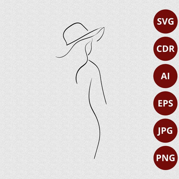 Line Art Woman Svg - Etsy