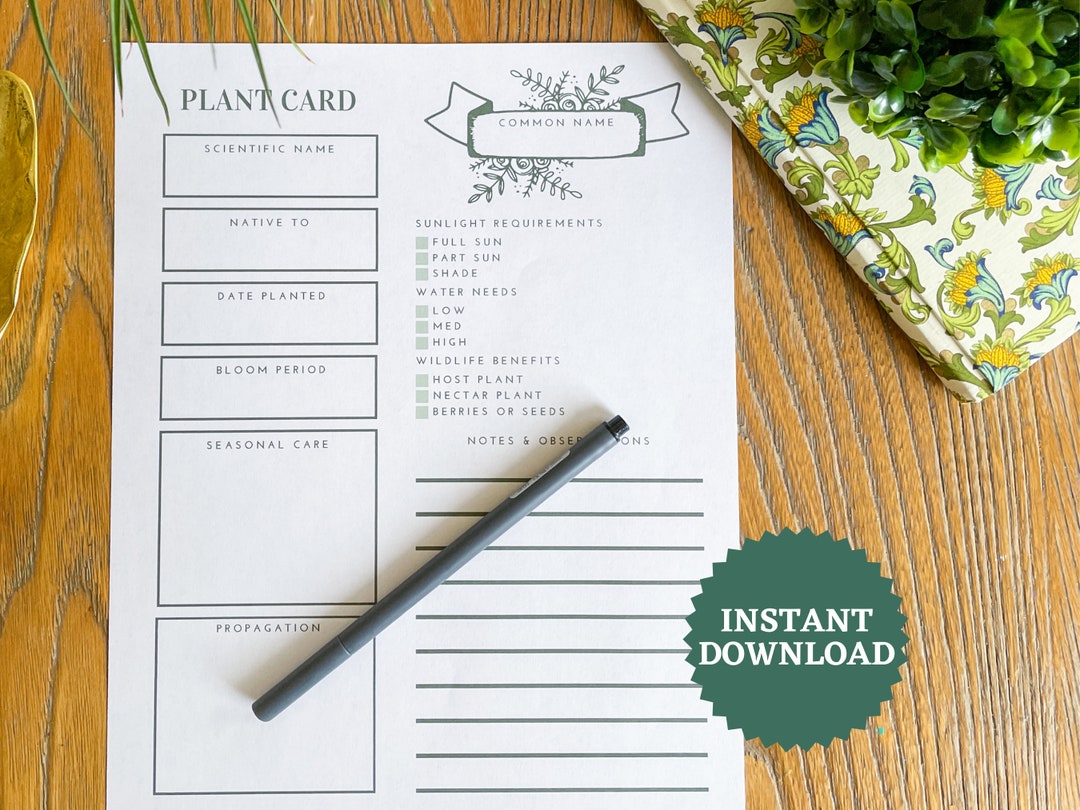 Printable Plant Profile Card: Garden Planner, Plant ID (PDF Download ...