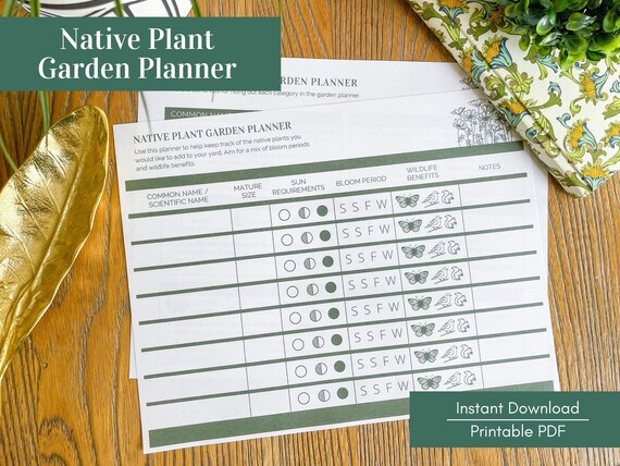 Native Plant Garden Planner Printable PDF Instant Download | Etsy