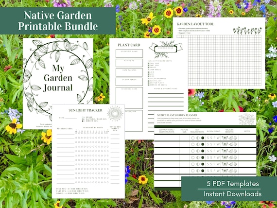 Native Plant Garden Planning Bundle 5 Printable Pdfs | Etsy