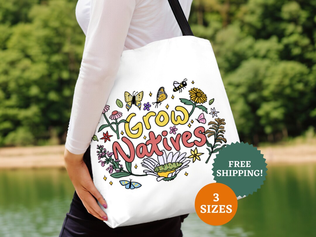 Grow Natives Tote Bag: Native Plant & Pollinator Garden - Etsy