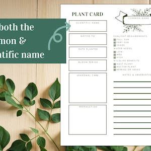 Plant Profile Card Printable PDF Instant Download Plant - Etsy Australia