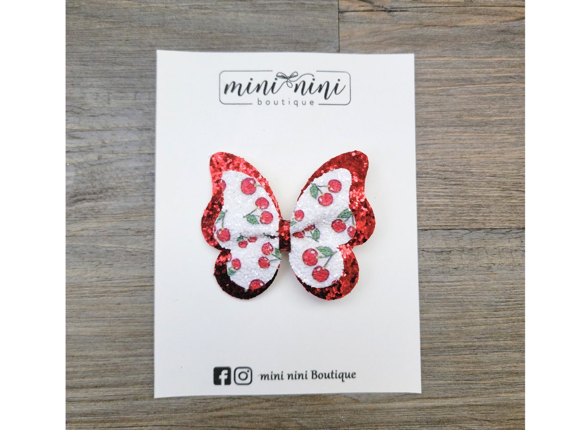 Red Butterfly Hair Bow, Butterfly Hair Clips, Red Baby Headband ...