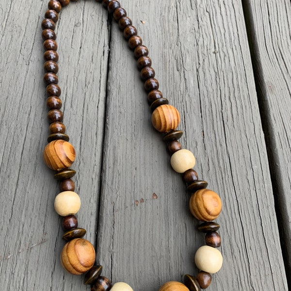 Wooden Bead Necklace - Etsy