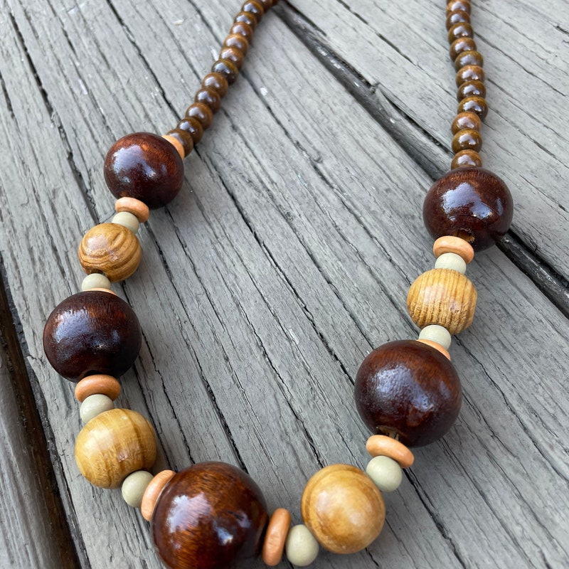 Wooden Bead Necklace - Etsy
