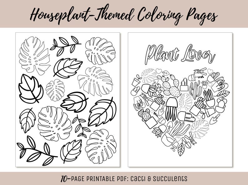 Plant Coloring Pages Printable PDF Book for Kids Cacti and Succulent ...