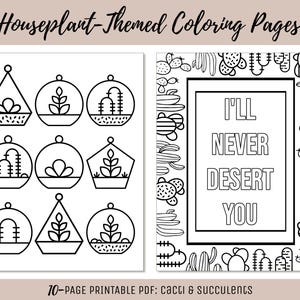 Houseplant Coloring Pages Succulent Coloring Book Cactus Coloring Book ...