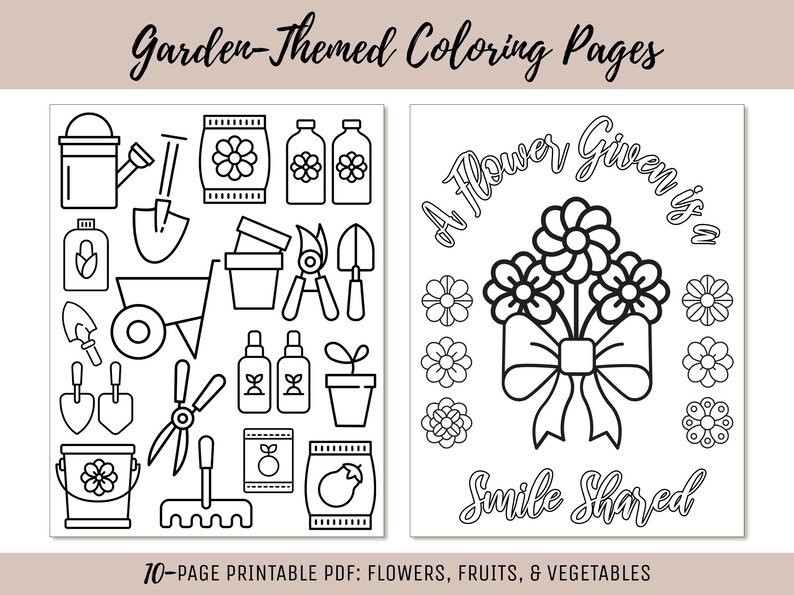 Garden Coloring Pages Printable Book for Kids Fruit and Vegetable ...