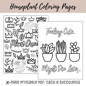 Houseplant Coloring Pages Succulent Coloring Book Cactus Coloring Book ...