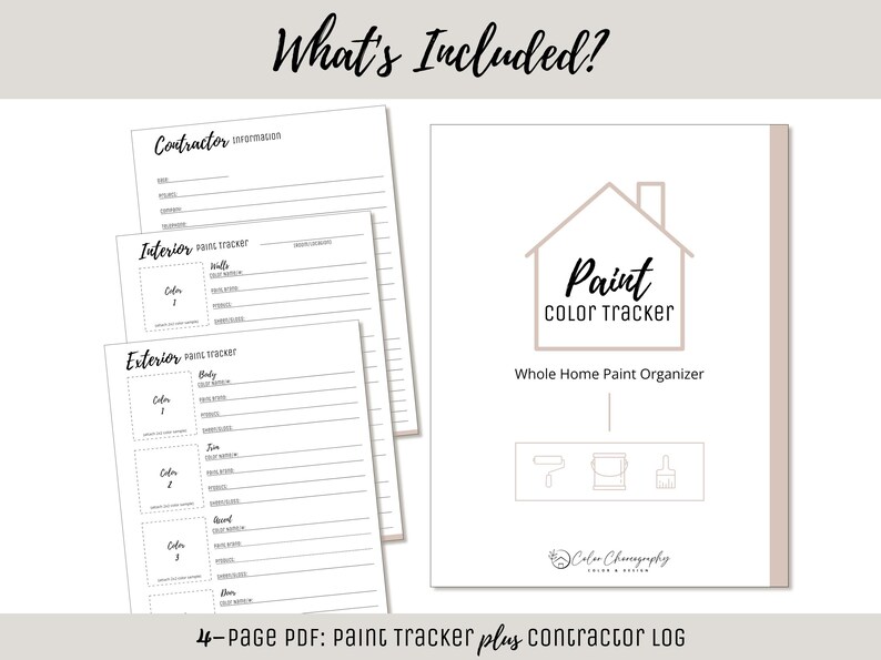 Printable Color Palette Organizer Paint Swatch Tracker Home Improvement ...