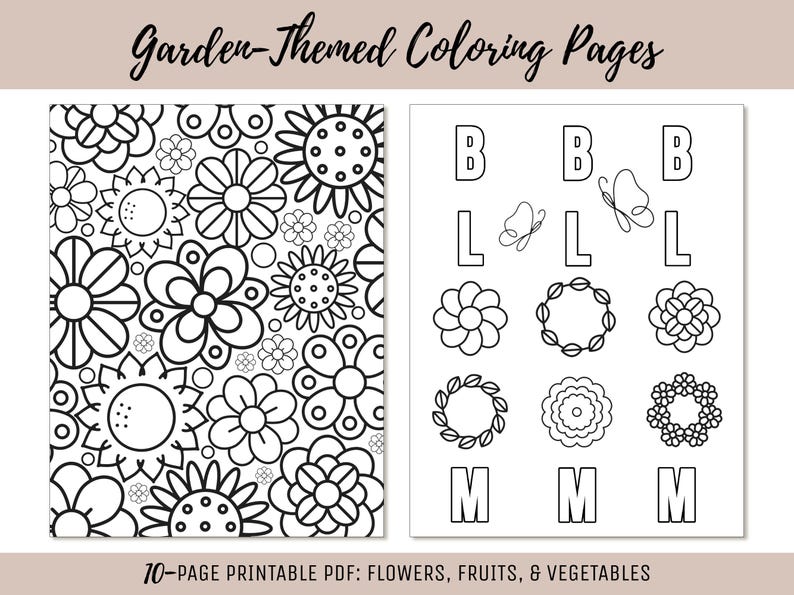 Garden Coloring Pages Printable Book for Kids Fruit and Vegetable ...