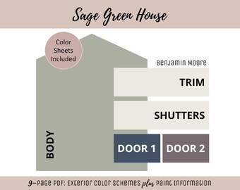 Exterior Paint Color Palette Sage Green - Etsy