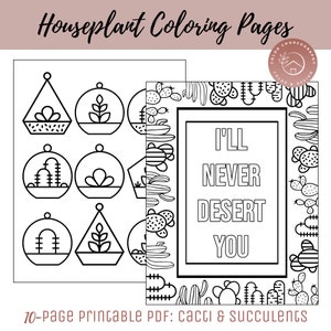 Houseplant Coloring Pages Succulent Coloring Book Cactus Coloring Book ...