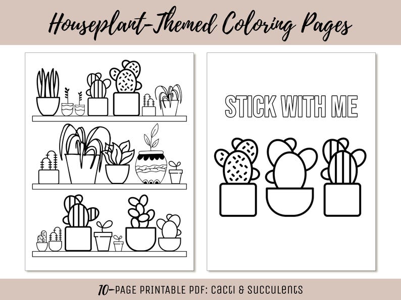 Plant Coloring Pages Printable PDF Book for Kids Cacti and Succulent ...