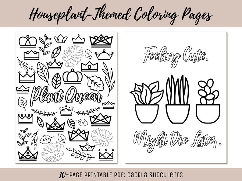 Plant Coloring Pages Printable PDF Book for Kids Cacti and Succulent ...