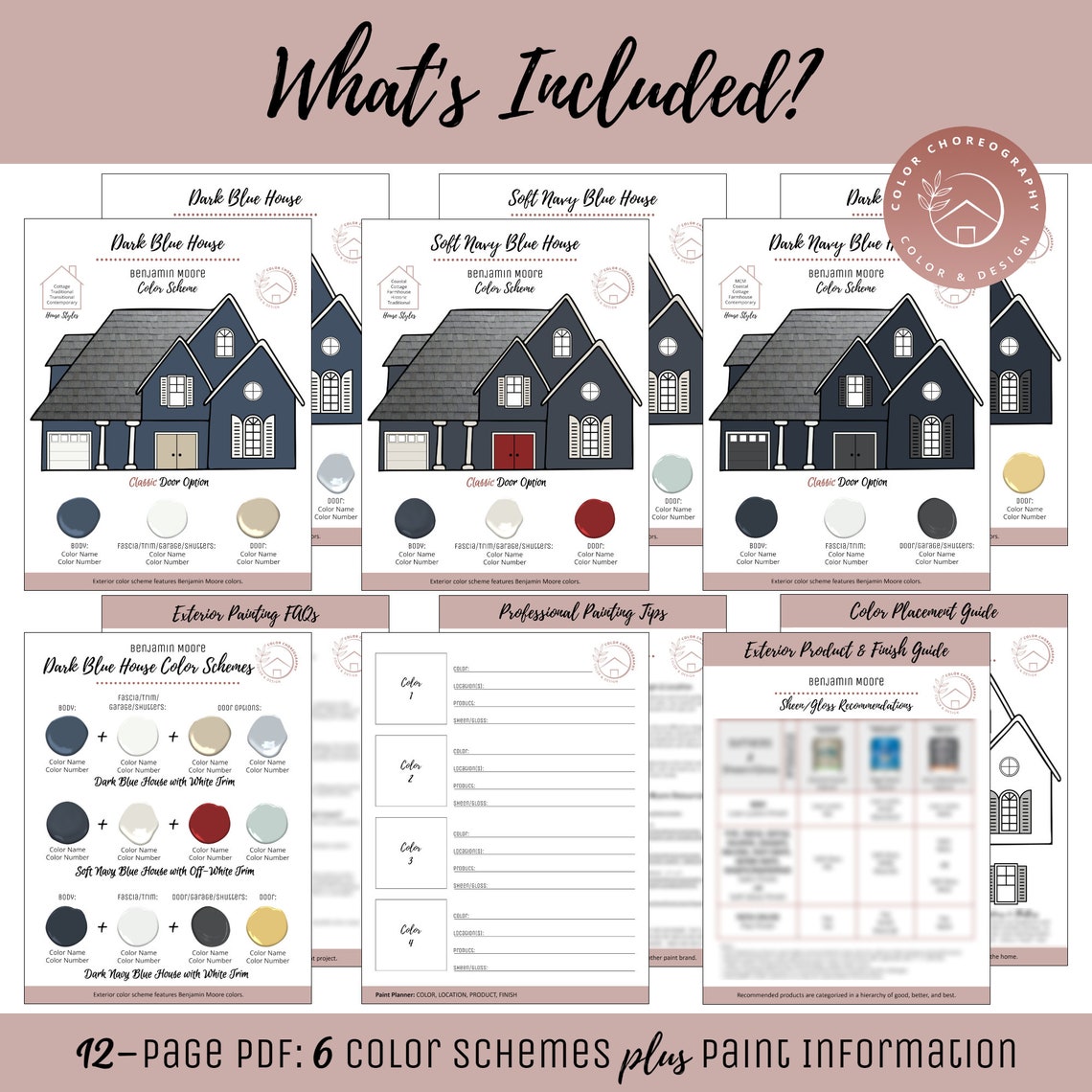 Paint Color Palette Exterior Home Color Scheme Benjamin Moore - Etsy