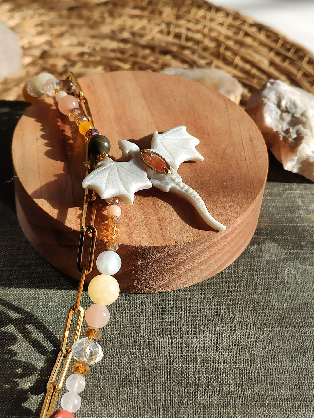 Dragon With Sunstone Necklace - Etsy
