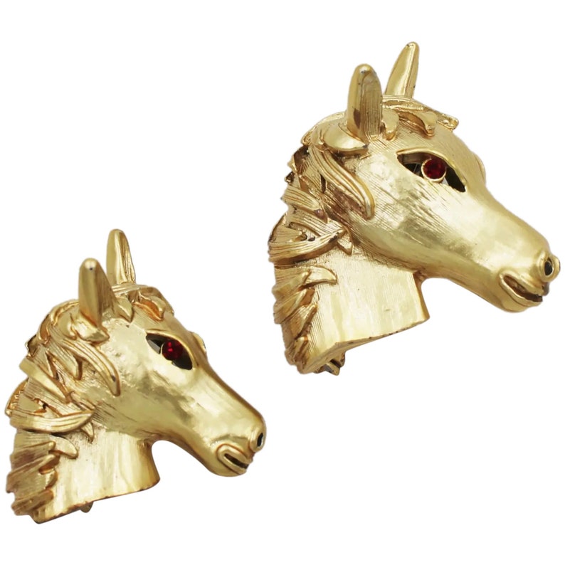 Brooch Pin Unsigned Trifari Design Rare Horse Head Figural Set - Etsy