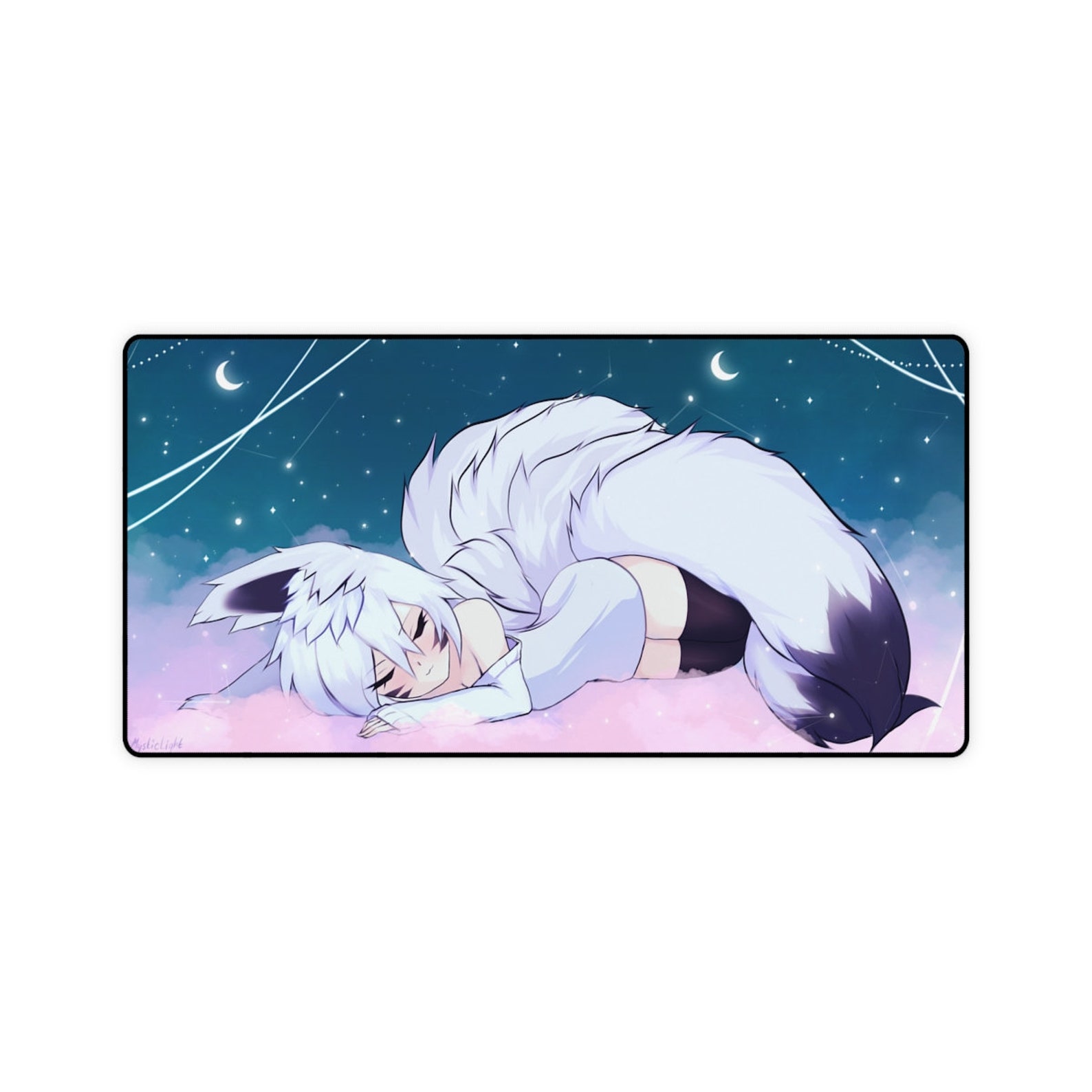 Kitsune Fox Girl Mousemat Deskmat Anime Girl Mysticlight Vtuber - Etsy