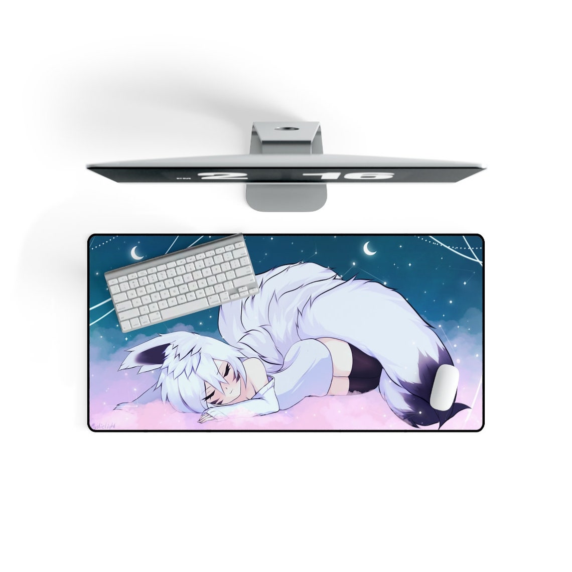 Kitsune Fox Girl Mousemat Deskmat Anime Girl Mysticlight Vtuber - Etsy