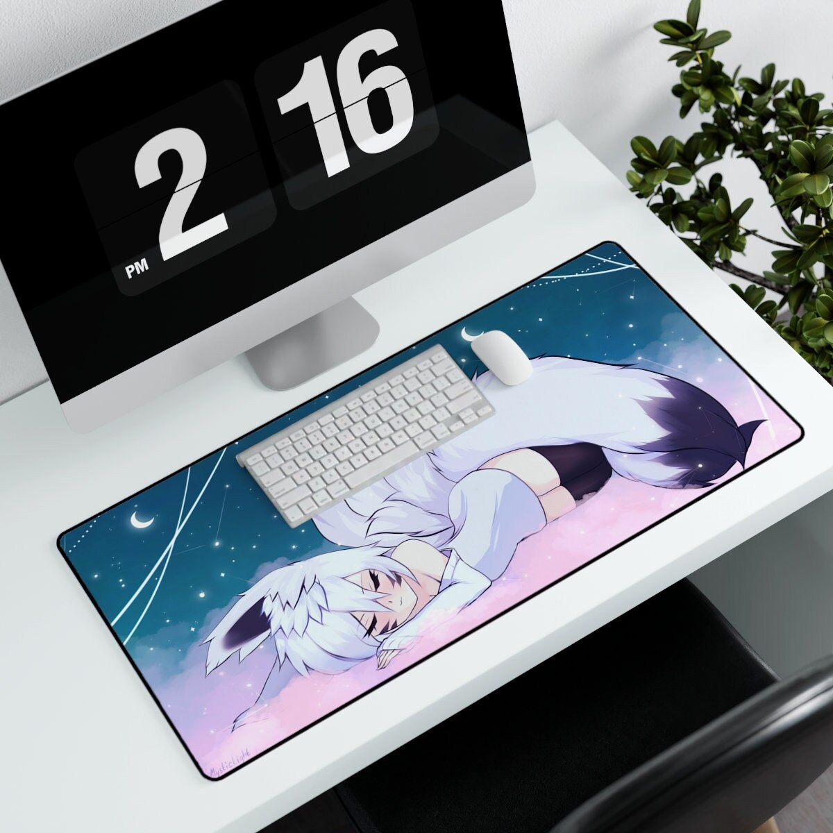 Kitsune Fox Girl Mousemat Deskmat Anime Girl Mysticlight Vtuber - Etsy