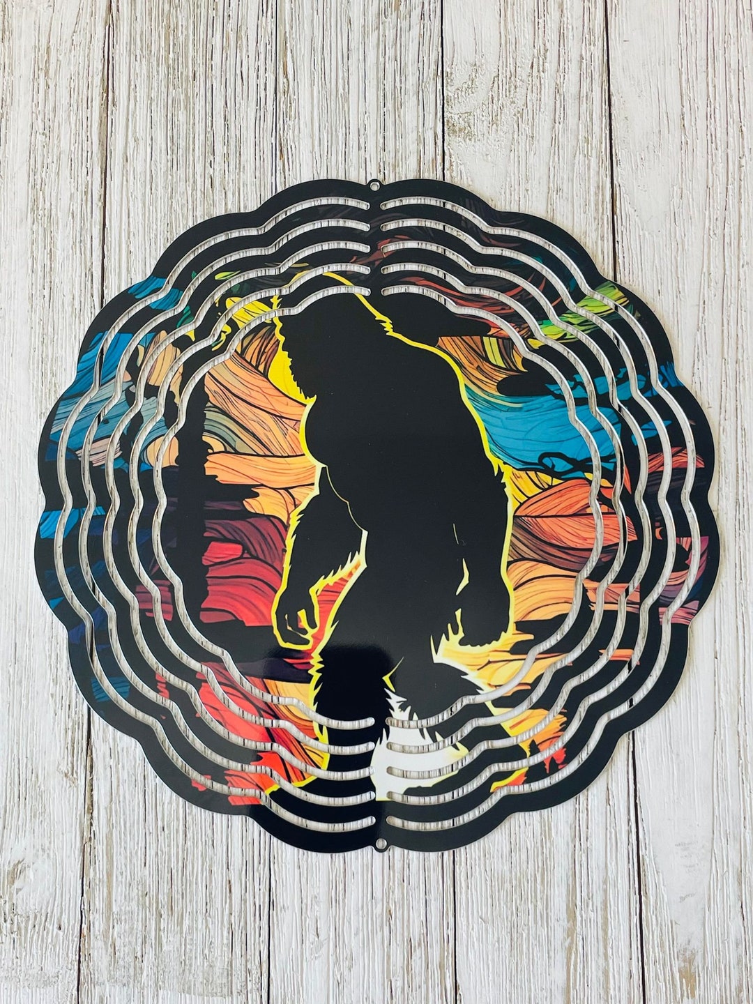 Sasquatch Bigfoot Metal Wind Spinner 8 Double Sided Garden Outdoor ...