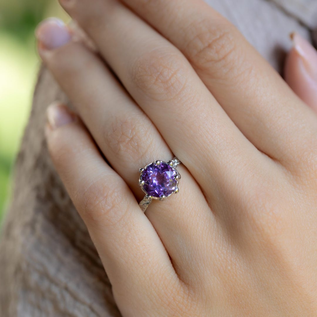 Genuine Facet Amethyst Ring • Aquarius, Pisces Huge Amethyst Ring ...