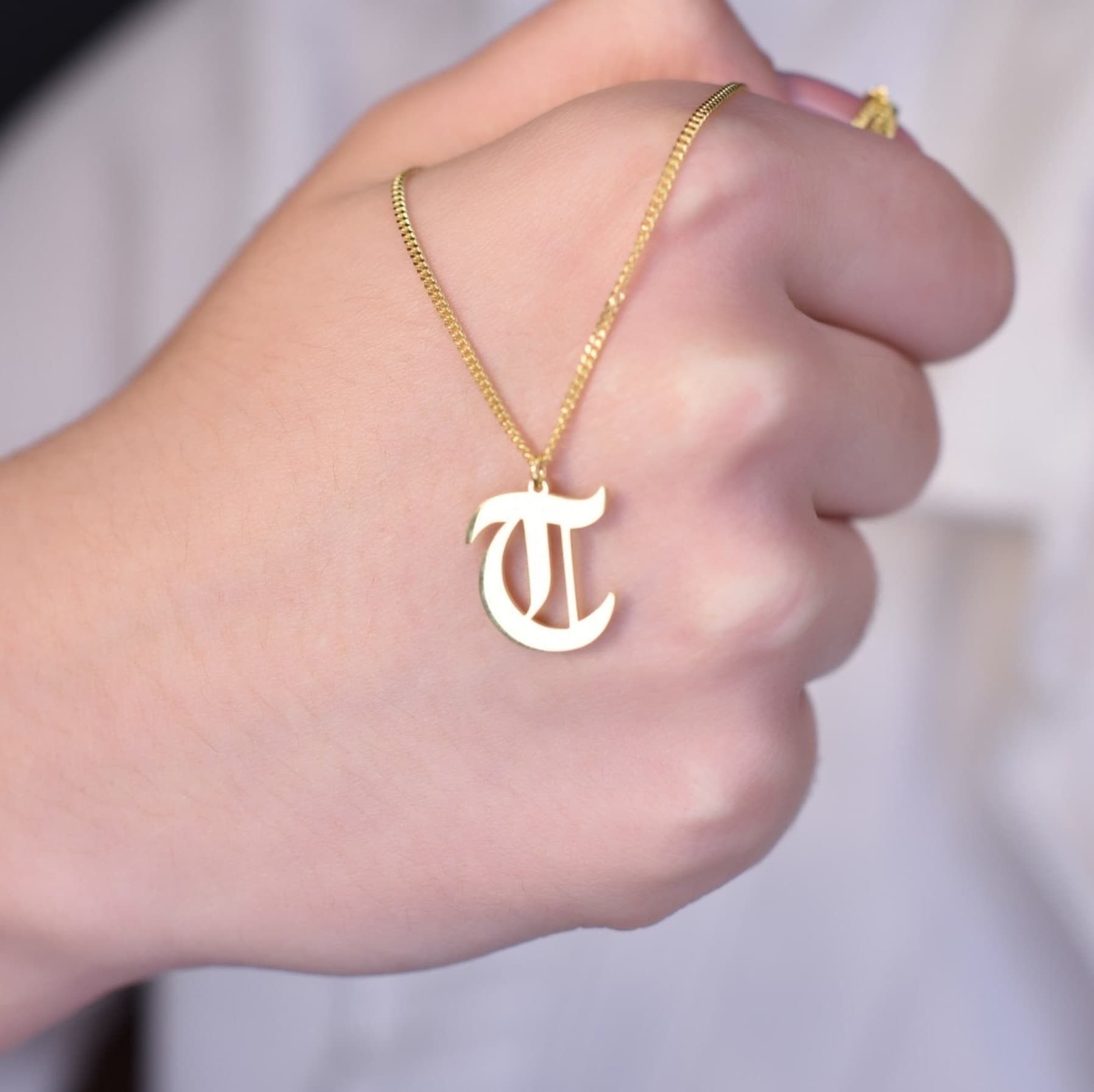 Old English Initial Gourmet Chain Necklace, Custom Letter Gourmet ...