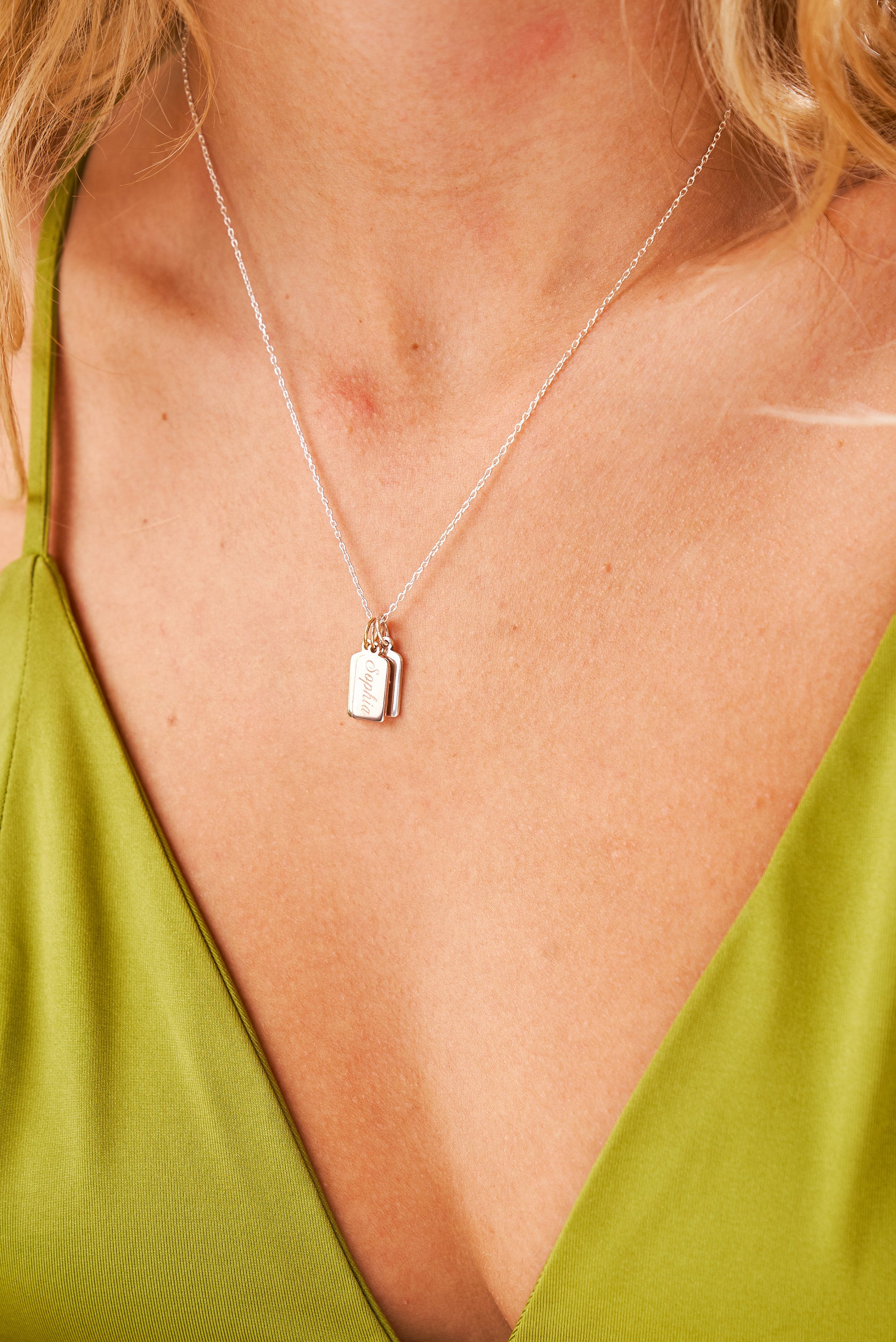 Personalized Bar Name Tag Necklace •silver, 14k Solid Gold Vertical ...
