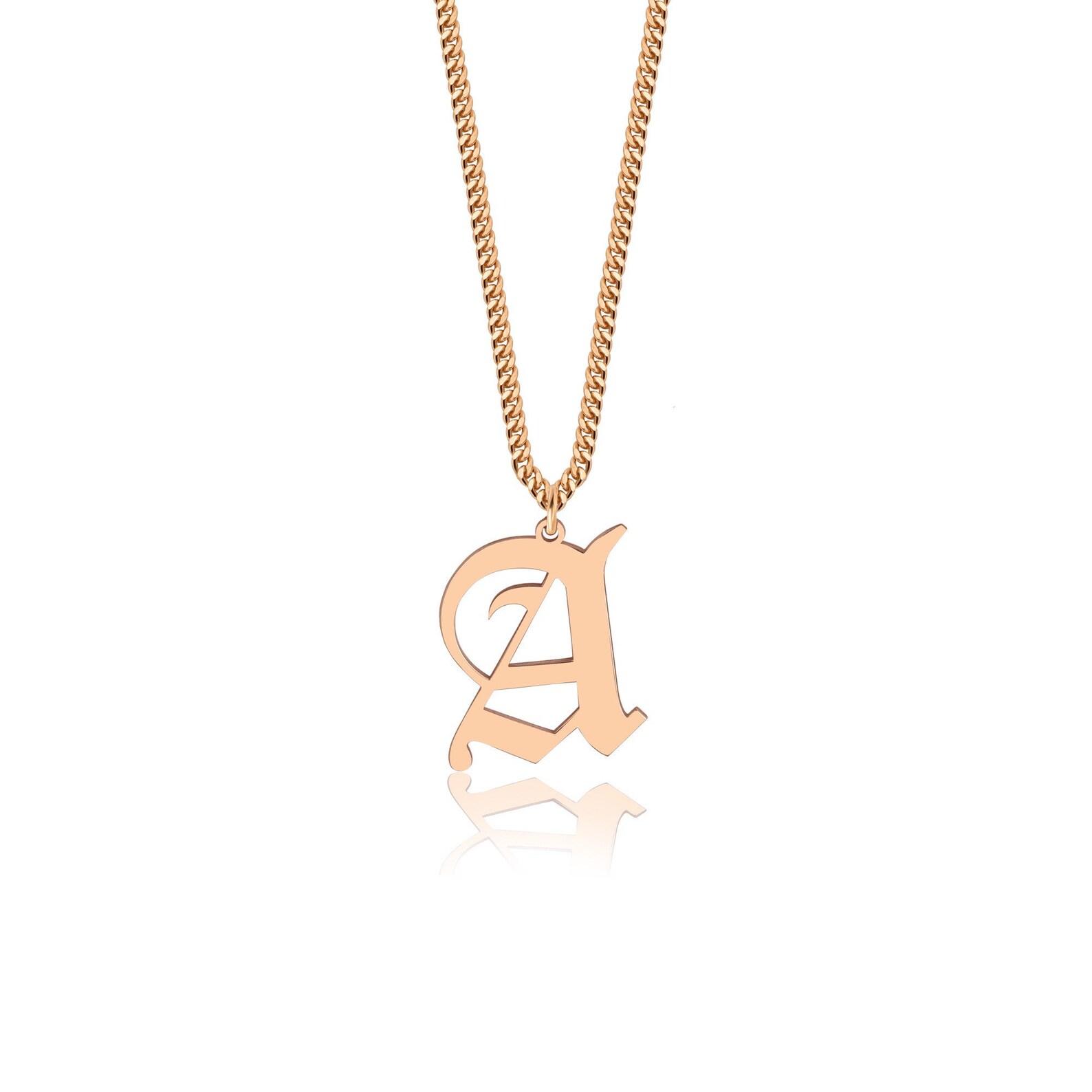 Old English Initial Gourmet Chain Necklace, Custom Letter Gourmet ...