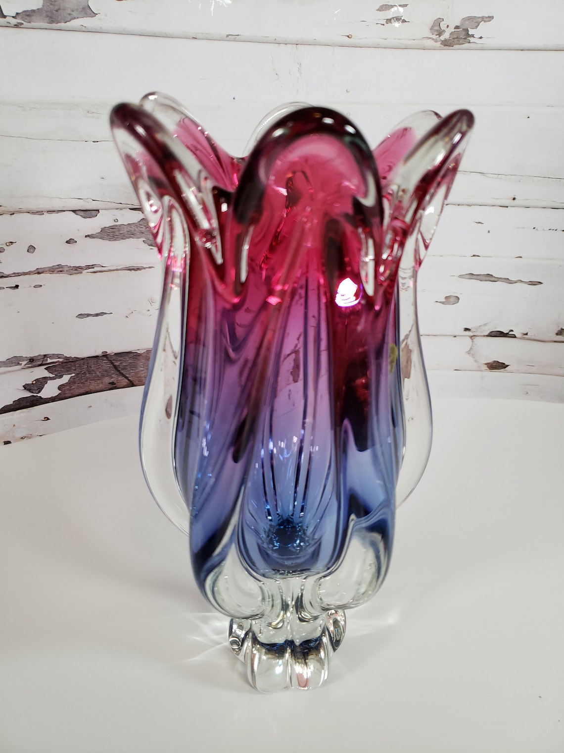 Hand Blown Art Glass Bohemia Handmade Vase Made In Czech Etsy