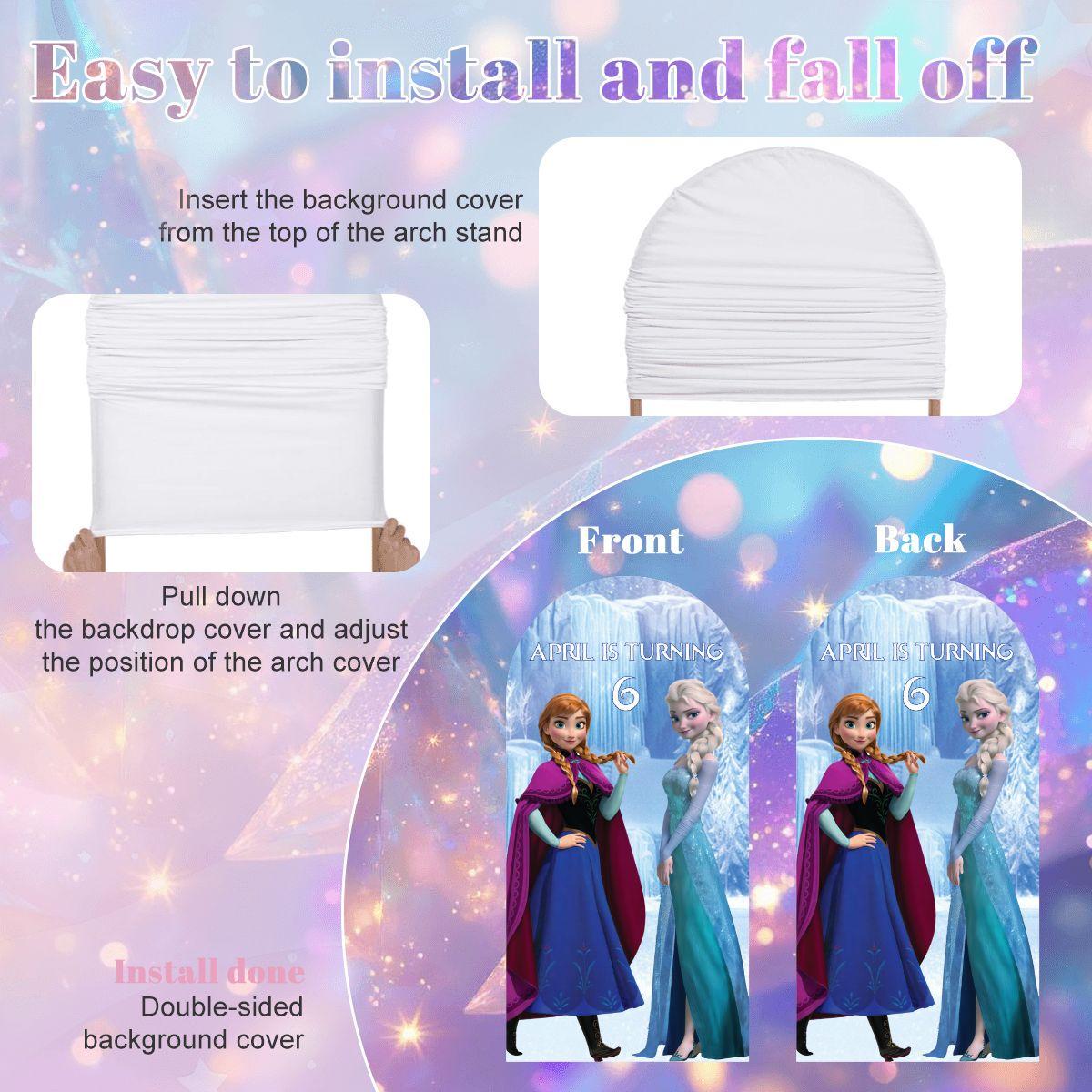 Personalized Frozen Anna and Elsa Party Arched Background Cover - Etsy