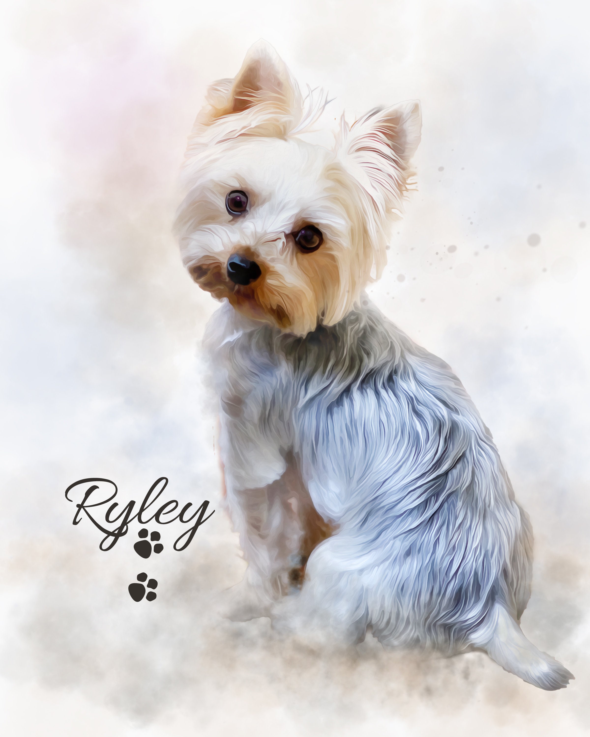 Digital Personalized Yorkie Portrait Last Minute Gifts - Etsy