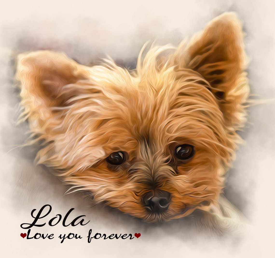 Digital Personalized Yorkie Portrait Last Minute Gifts - Etsy