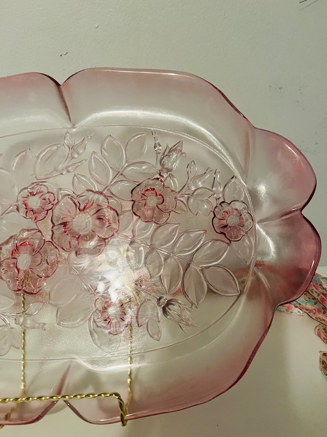 Mikasa Rosella Frosted Pink Glass Serving Trey - Etsy
