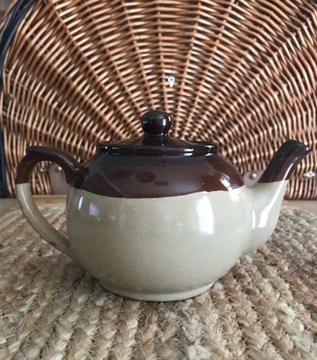 Vintage Retro Pottery Teapot . Two Tone 1970s - Etsy