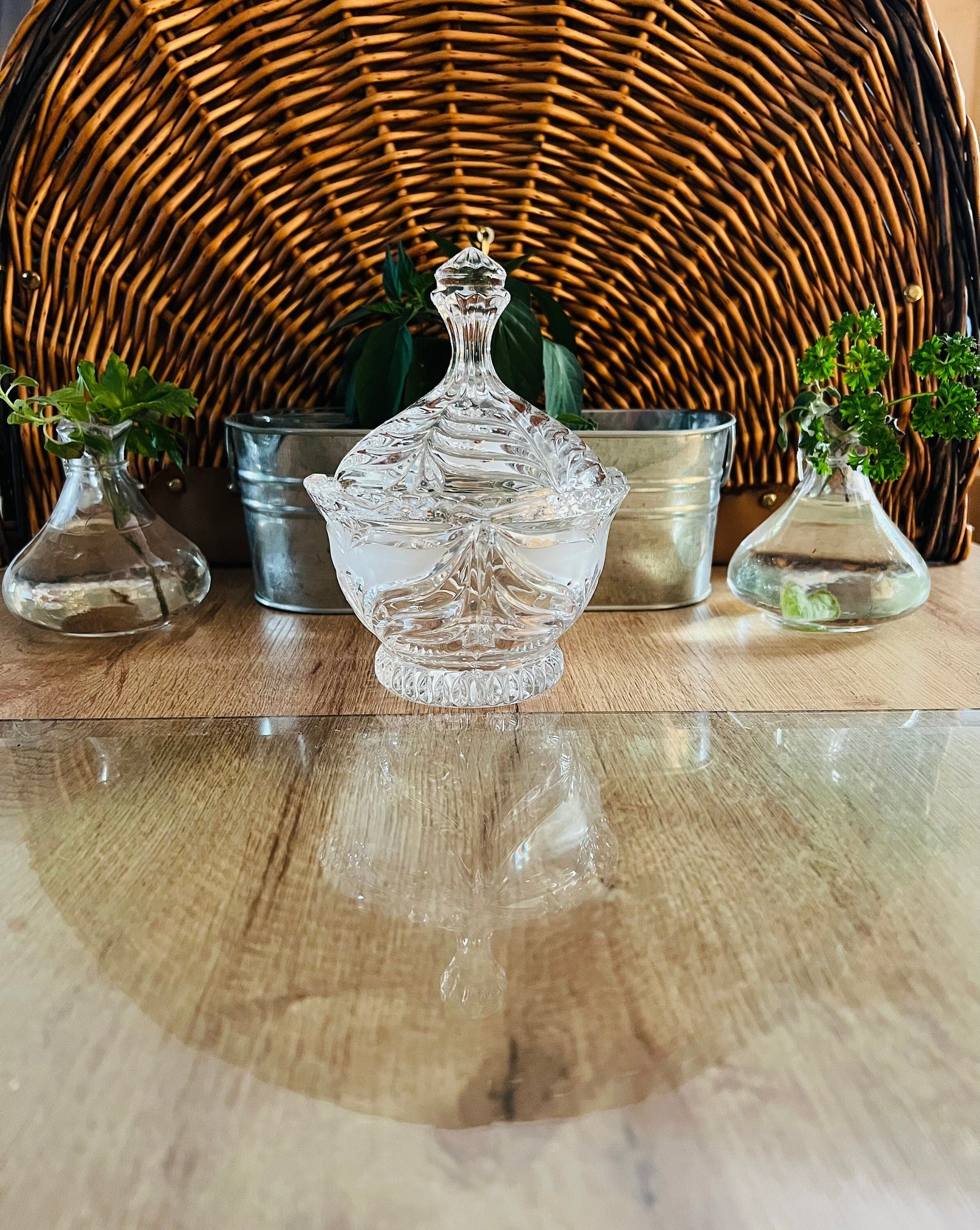 Vintage Crystal Lidded Candy Dish - Etsy