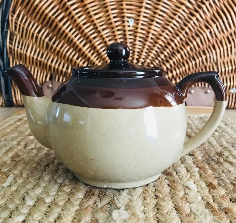 Vintage Retro Pottery Teapot . Two Tone 1970s - Etsy