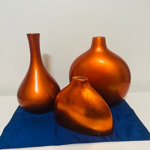 Set of 3 Ceramic Copper Vases - Etsy