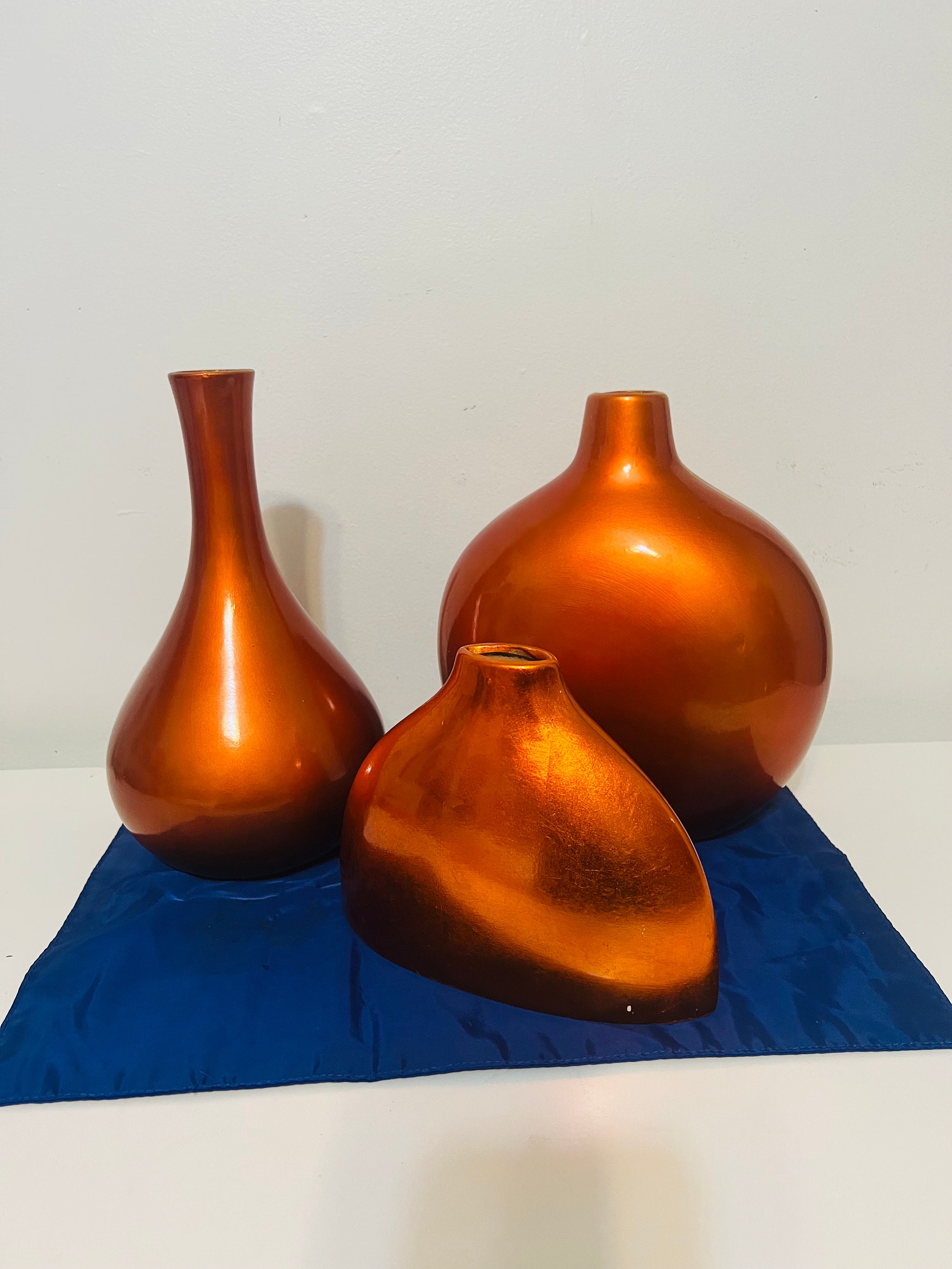 Set of 3 Ceramic Copper Vases - Etsy