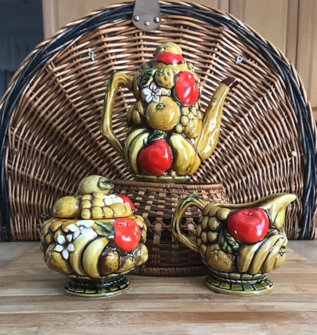 Vintage Inarco Japanese Ceramic Tea Pot With Sugar Bowl and Creamer ...