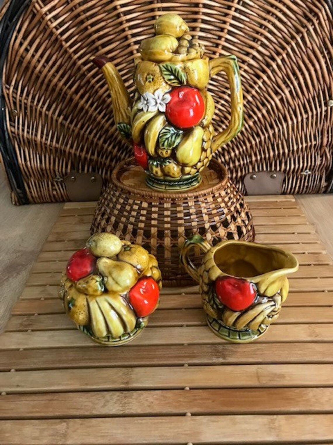 Vintage Inarco Japanese Ceramic Tea Pot With Sugar Bowl and Creamer ...