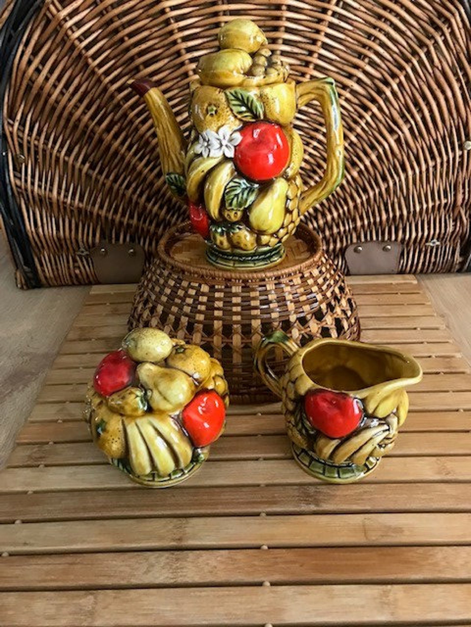 Vintage Inarco Japanese Ceramic Tea Pot With Sugar Bowl and Creamer ...