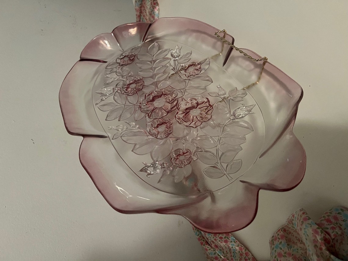 Mikasa Rosella Frosted Pink Glass Serving Trey - Etsy