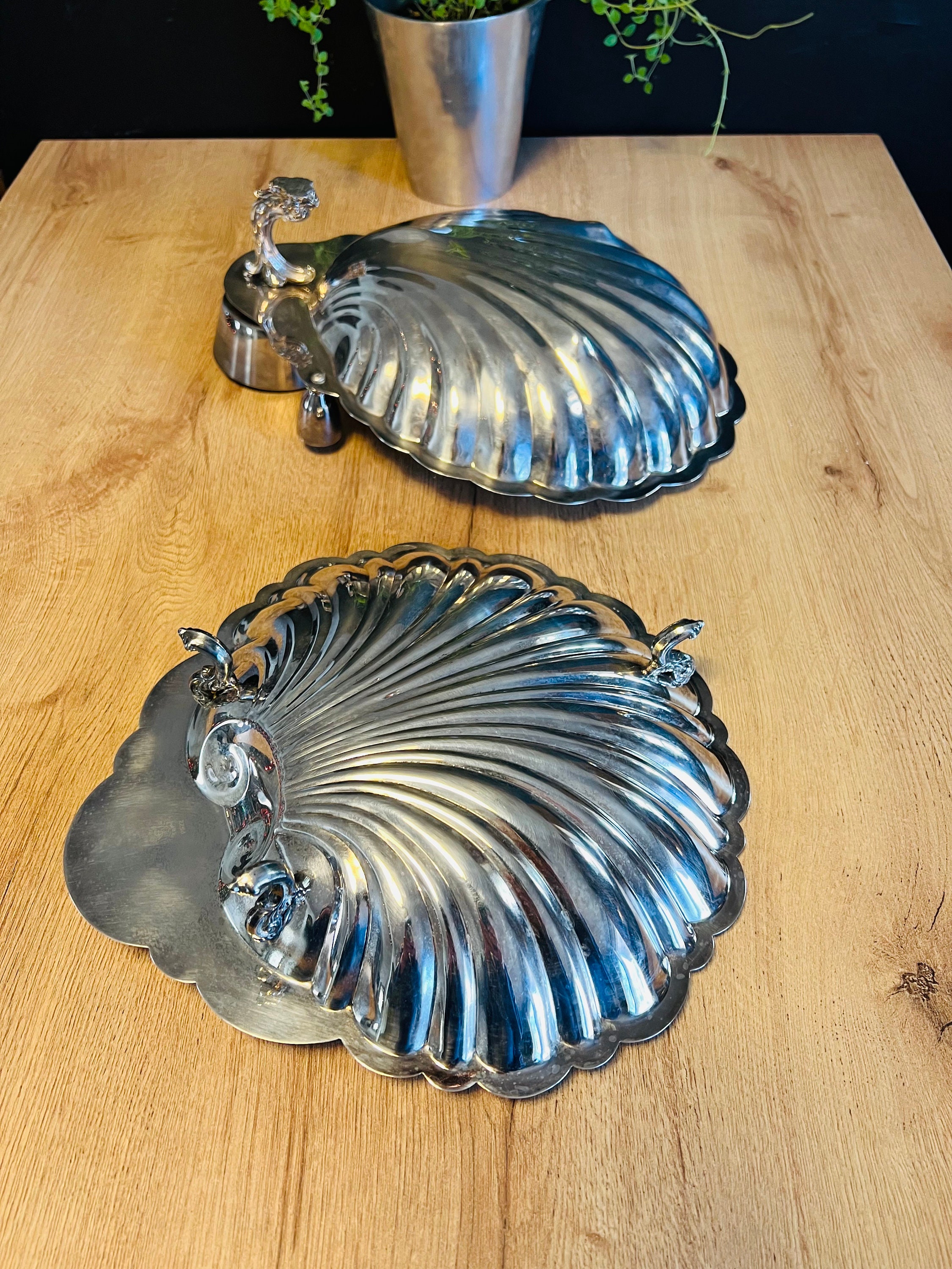 Rodgers Silver Plate Shell Shaped Serving Platter With Candle Holders ...