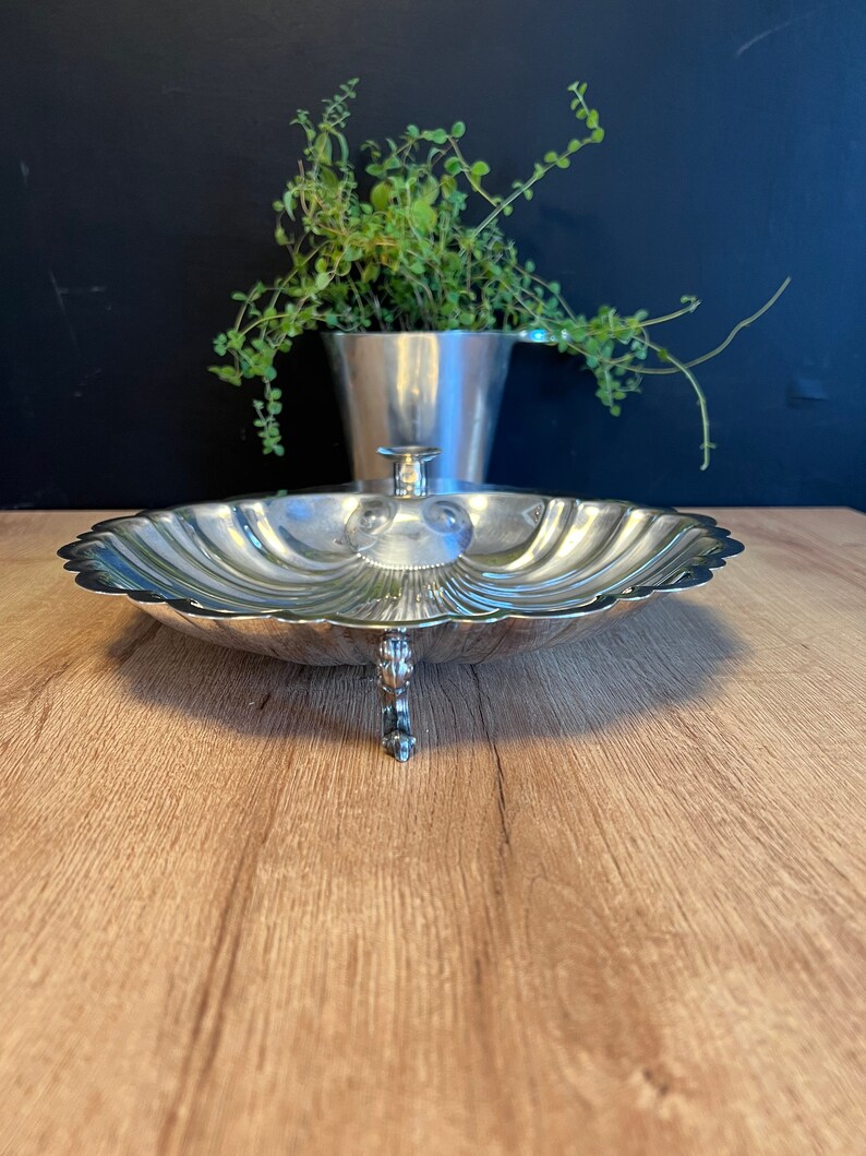 Rodgers Silver Plate Shell Shaped Serving Platter With Candle Holders ...