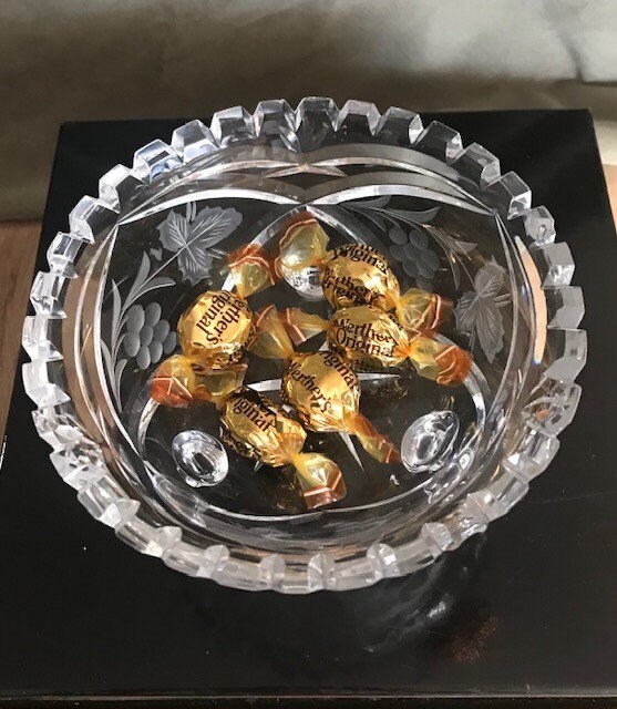 Beautiful Vintage Lead Crystal Candy Dish Etched Grape Leaves - Etsy