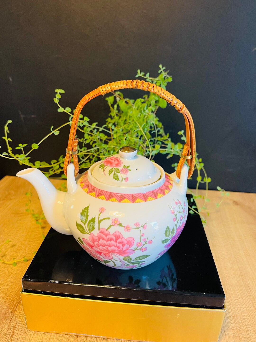 Pink Floral Asain Teapot With Insert - Etsy